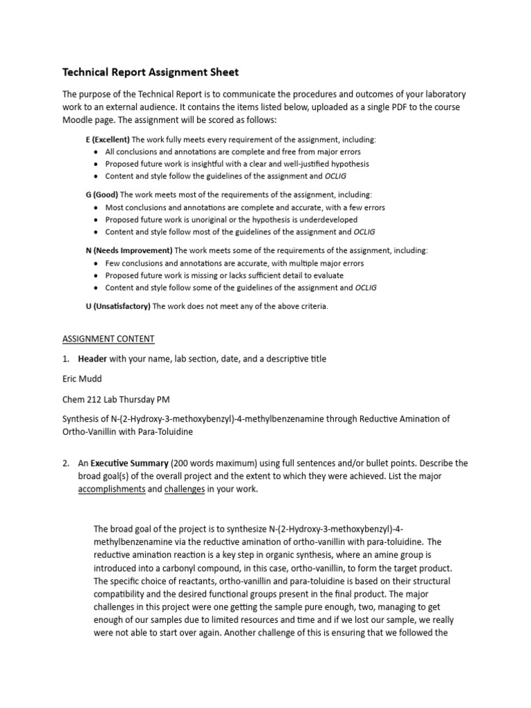 212L-24 Technical Report Assignment Sheet | PDF