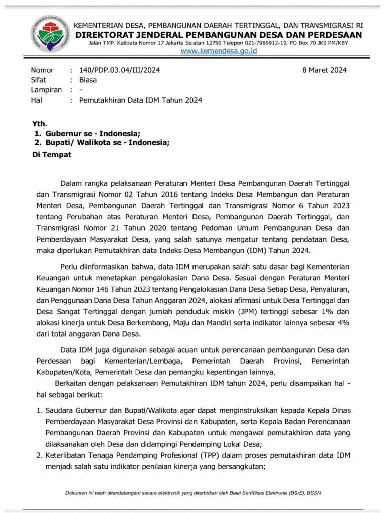 Surat IDM 2024 | PDF