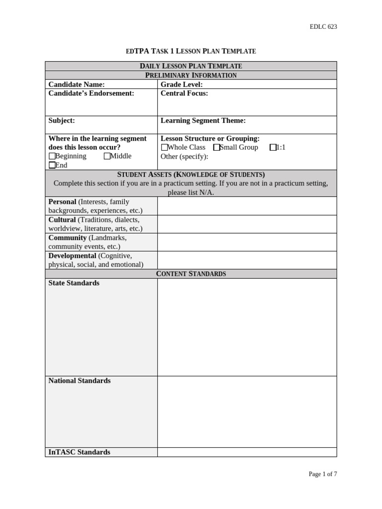 Lesson Plan ELDC 623 | PDF