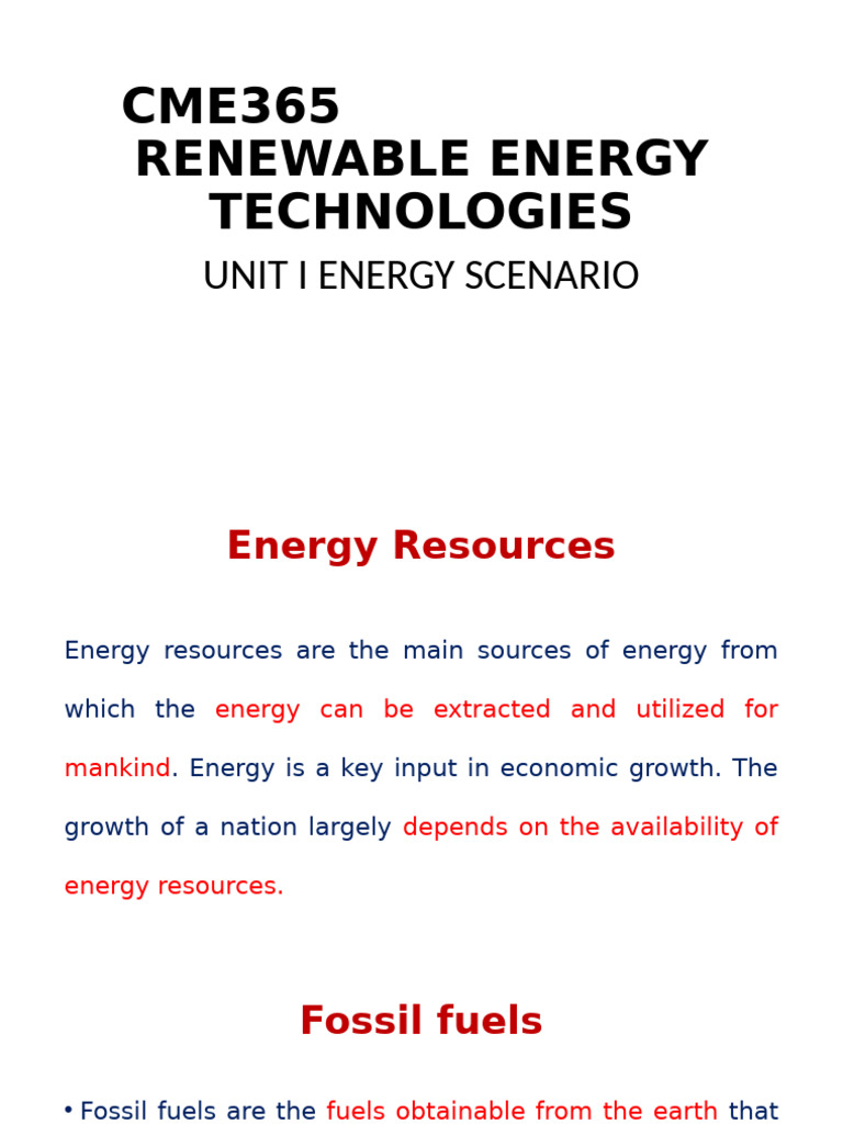 L1 - Introduction To Renewable Energy Resources | PDF
