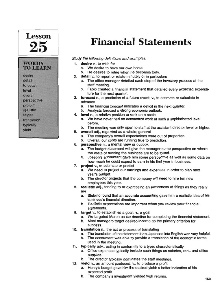 Lesson 25 Financial Statement | PDF