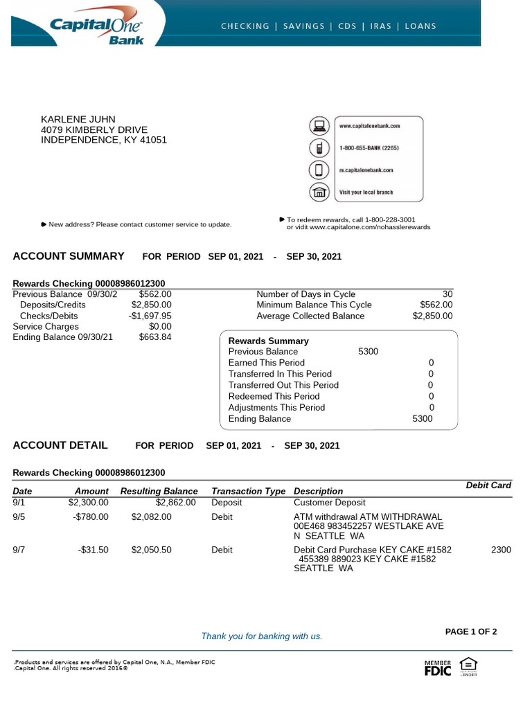 Rewards Checking Account Summary | PDF | Debit Card | Transaction Account