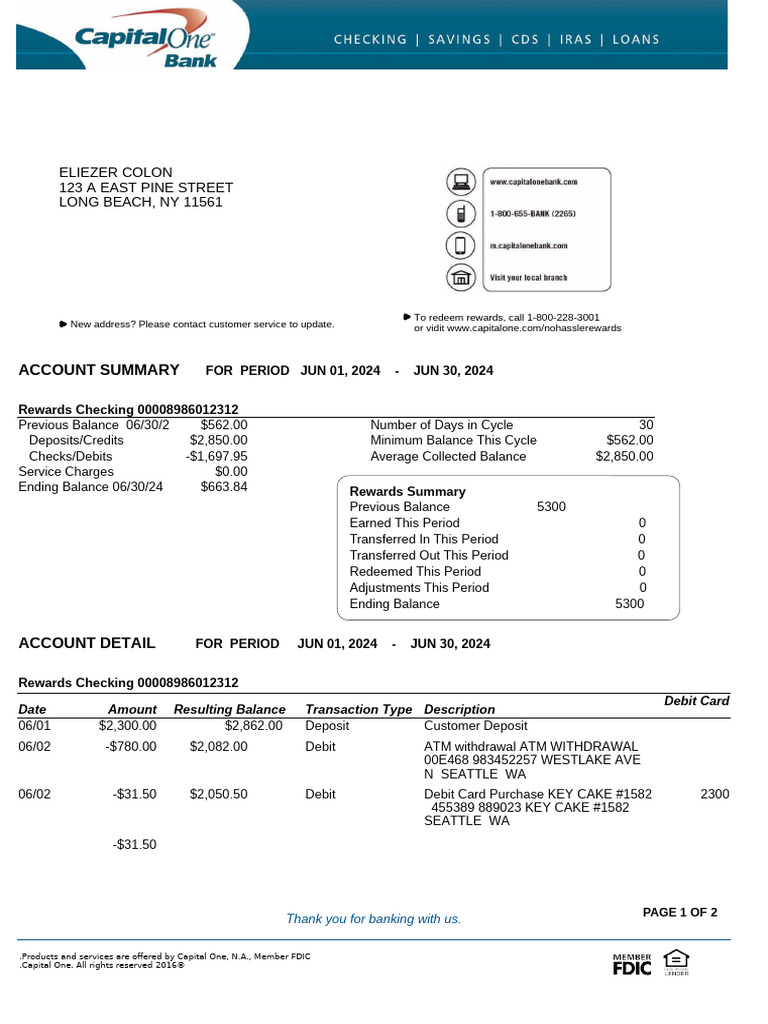 Capitalone Bank 06 07 2024 | PDF