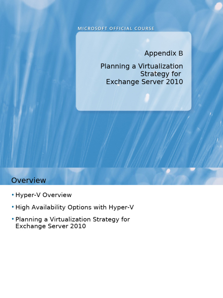 Appendix B Planning A Virtualization Strategy For Exchange Server 2010 | PDF