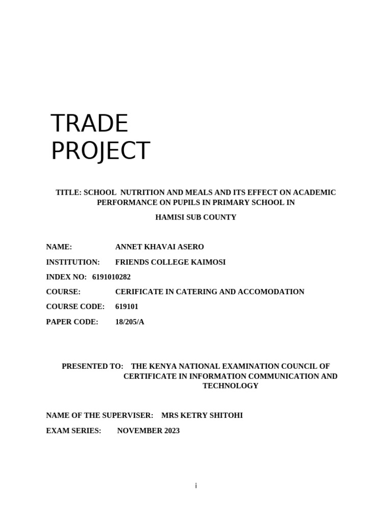 Trade Project Annet | PDF | Malnutrition | Career & Growth