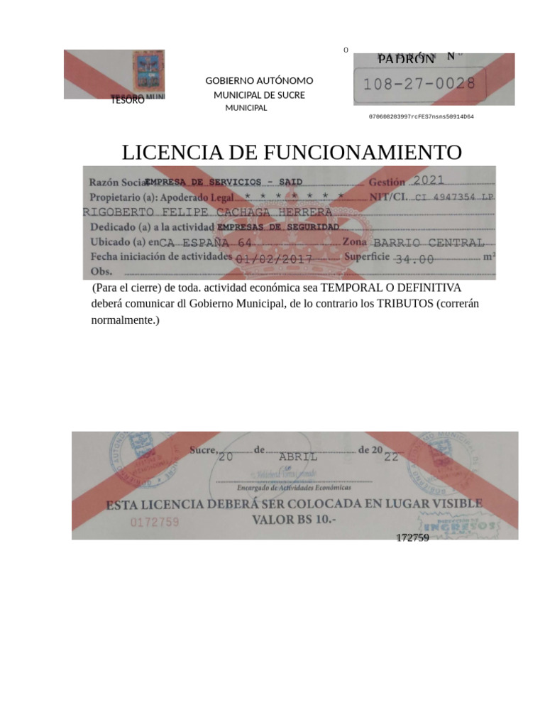 10 Licencia de Funcionamiento Sucre | PDF