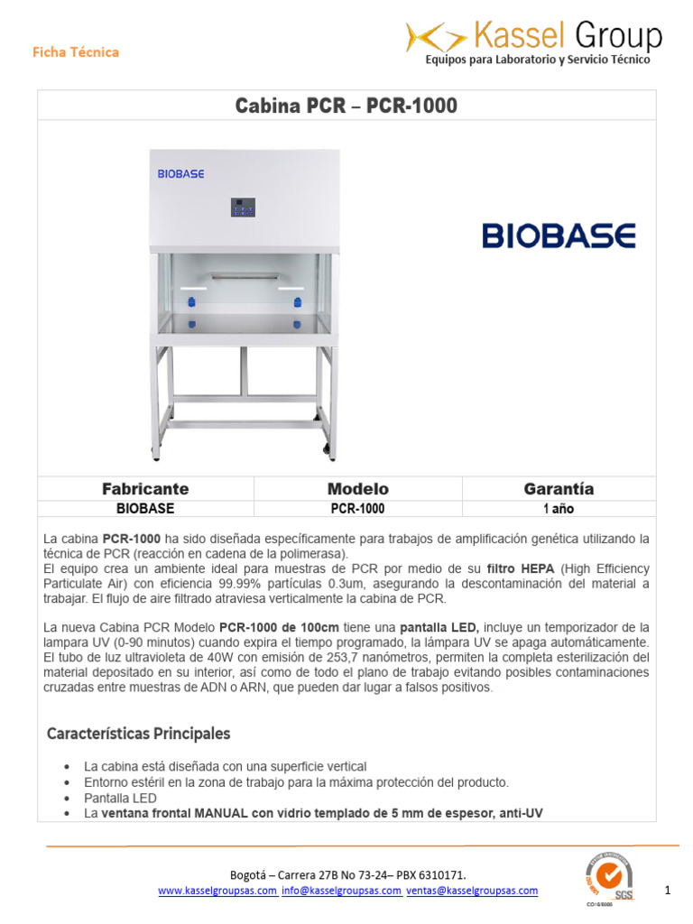 FT - Cabina PCR - Pcr-1000 | PDF