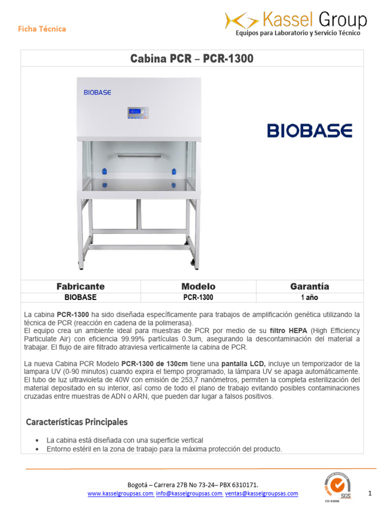 FT - Cabina PCR - Pcr-1300 | PDF