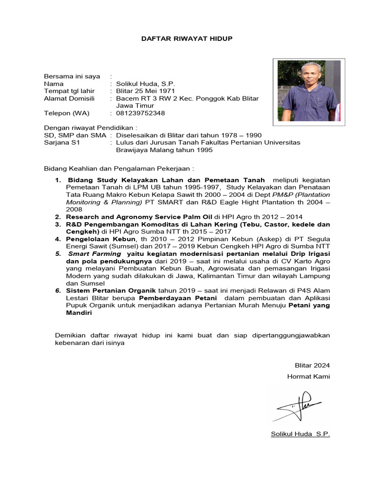 CV Solikul Huda S.P | PDF