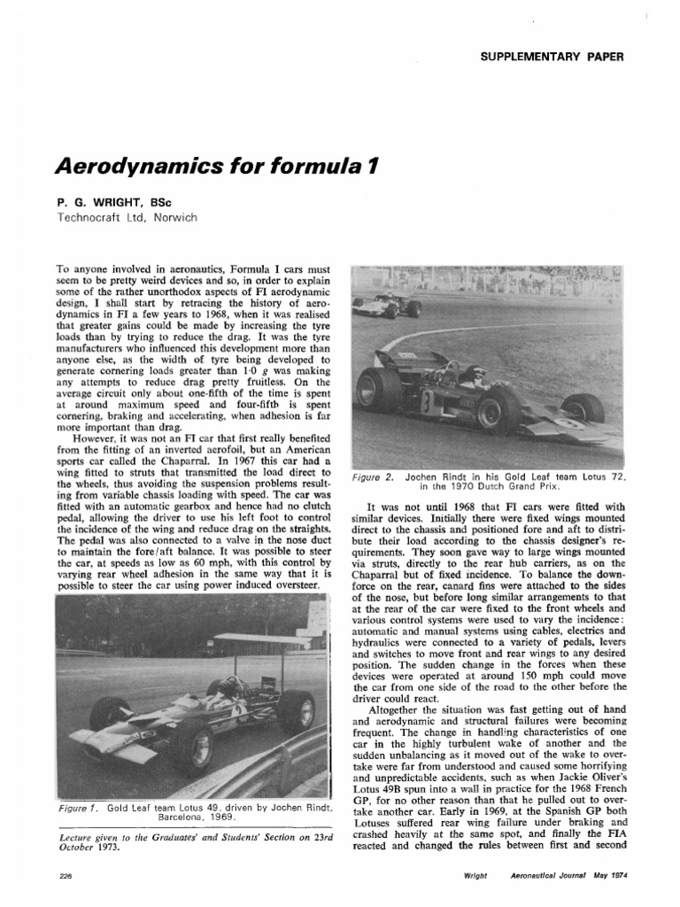 Aerodynamics For Formula 1 | PDF
