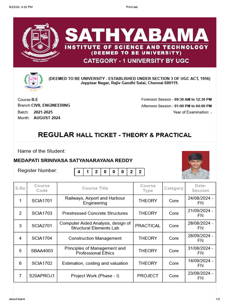 Hall Ticket | PDF