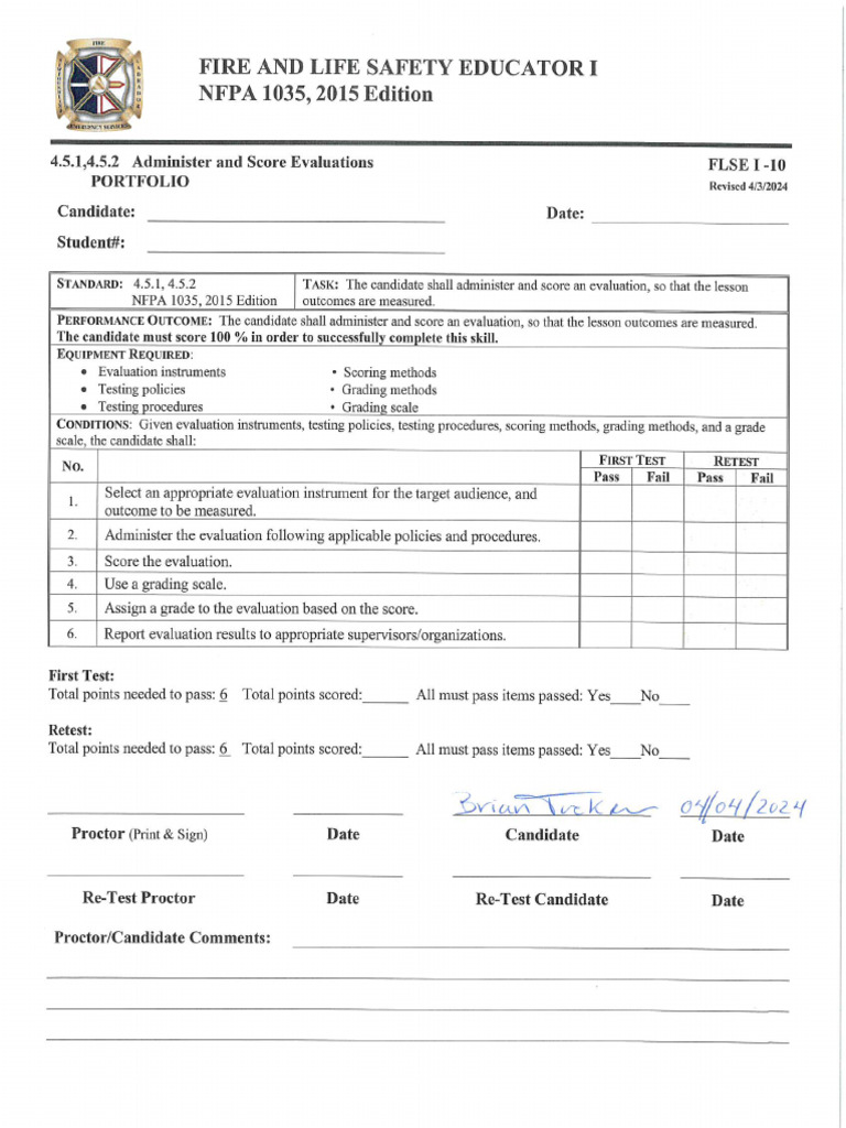 NFPA 1035 Fire and Life Safety Educator Course Signed JPRs | PDF
