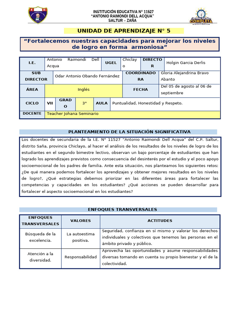 3rd grade-LEARNING UNIT 5 | PDF