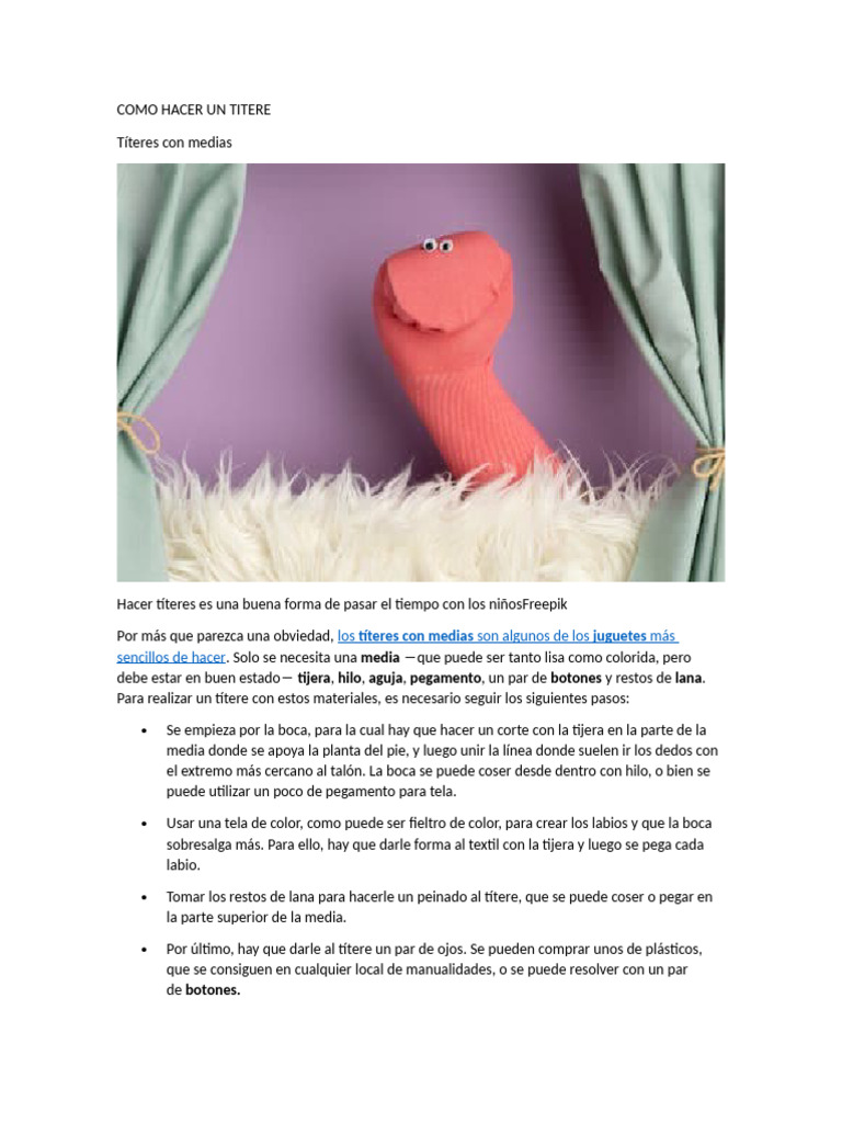 Como Hacer Un Titere | PDF