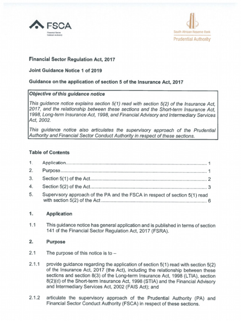 Section 5 - Guidance Note - Insurance Act | PDF