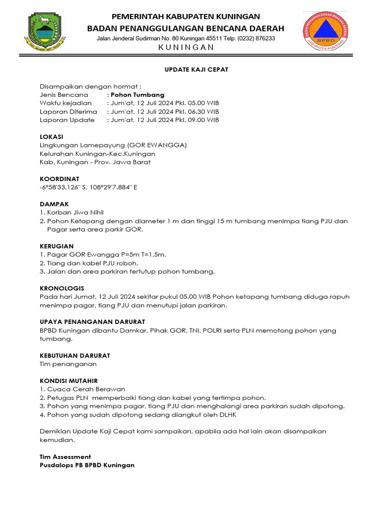 12.pohon Tumbang Kel. Kuningan (Gor Ewangga) Kec - Kuningan | PDF