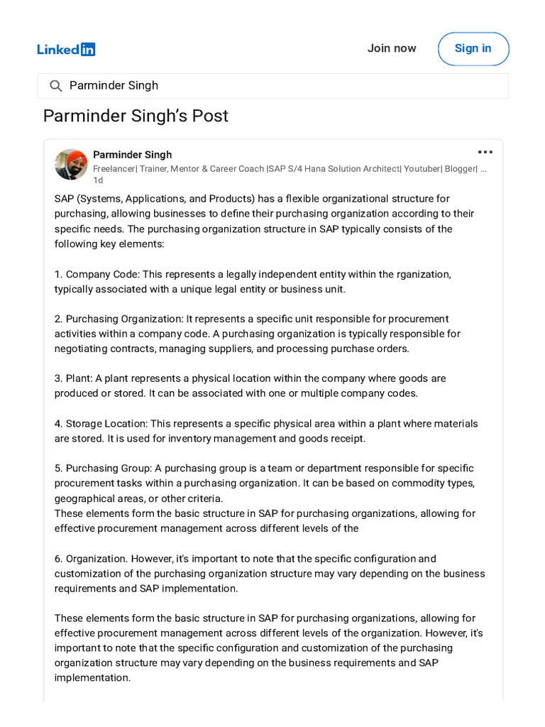 Parminder Singh On Linkedin Sap Business Team Pdf