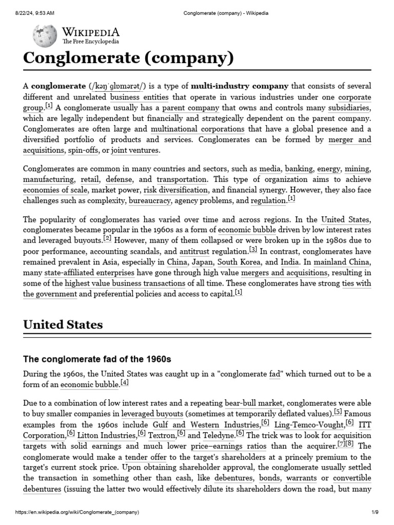 Conglomerate (Company) - Wikipedia | PDF | Conglomerate (Company ...