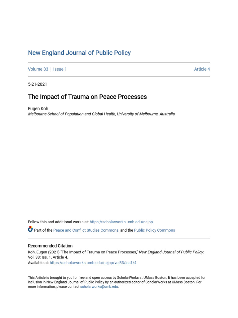 The Impact of Trauma On Peace Processes | PDF