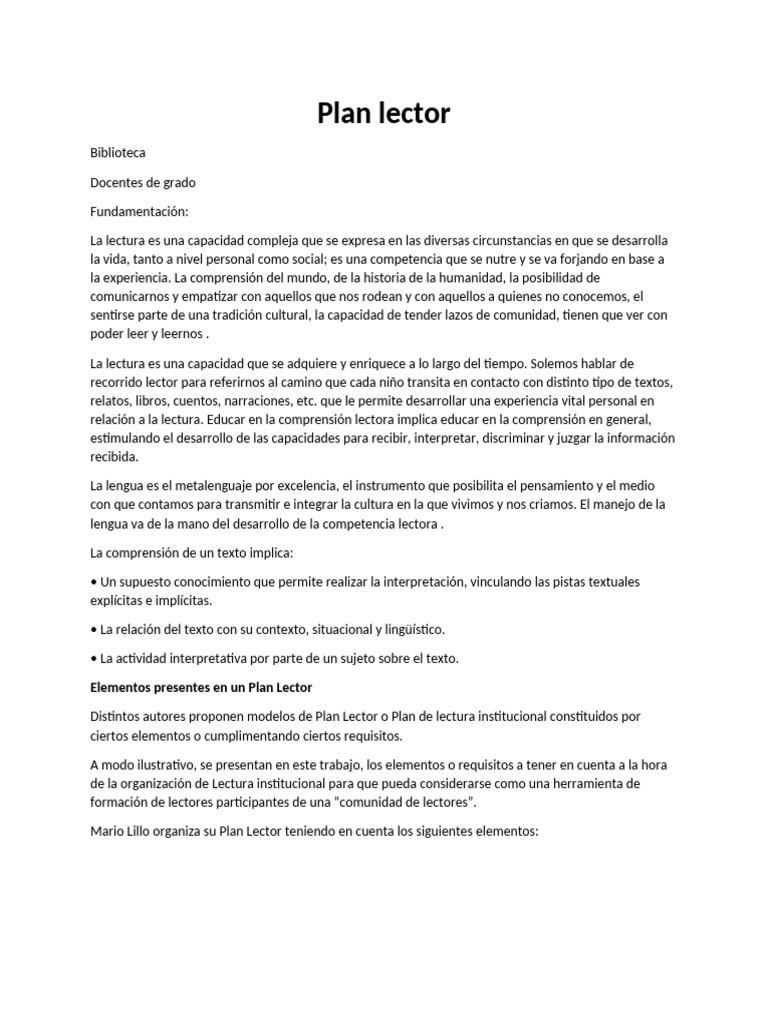 Plan Lector | PDF