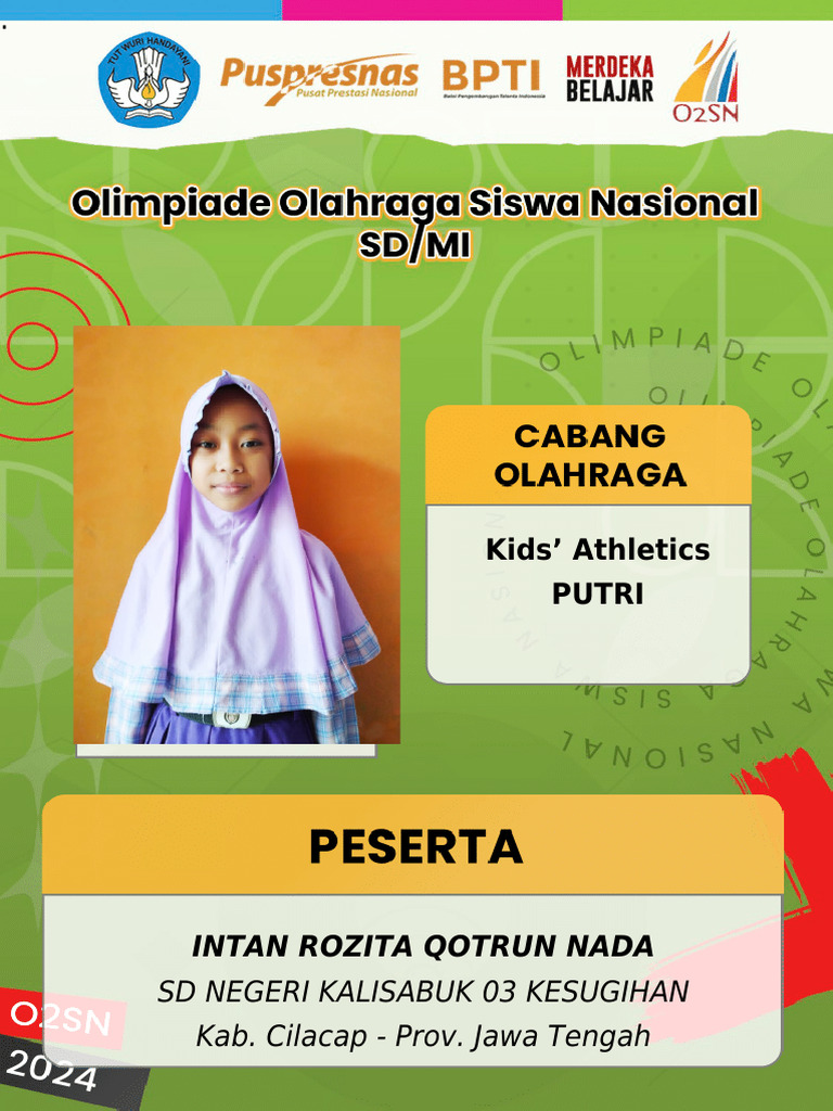 Idcard Peserta O2sn - Intan Rozita Qotrun Nada | PDF