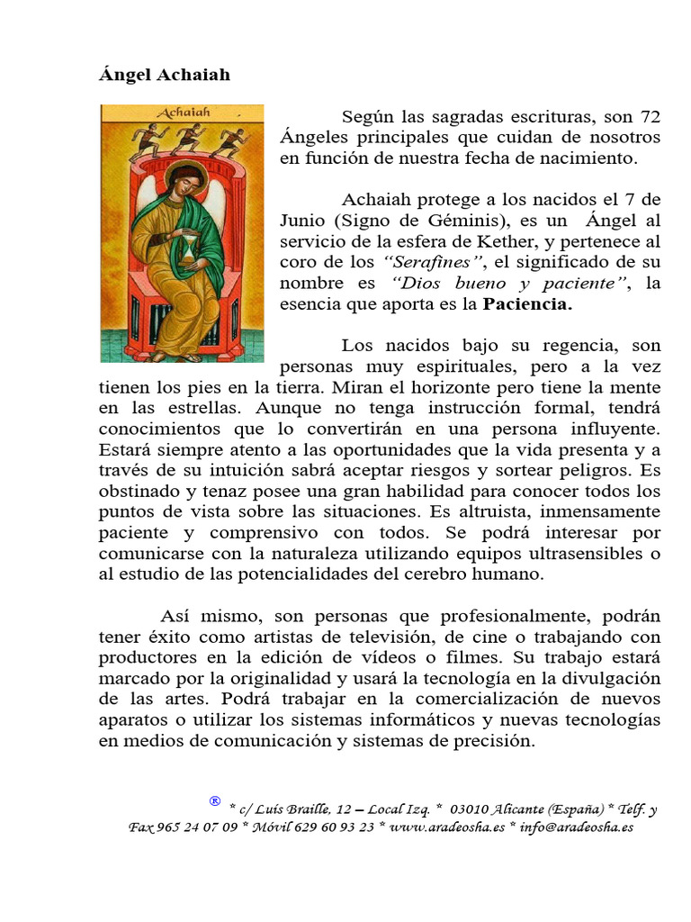 Ángel de Nacimiento Achaiah | PDF