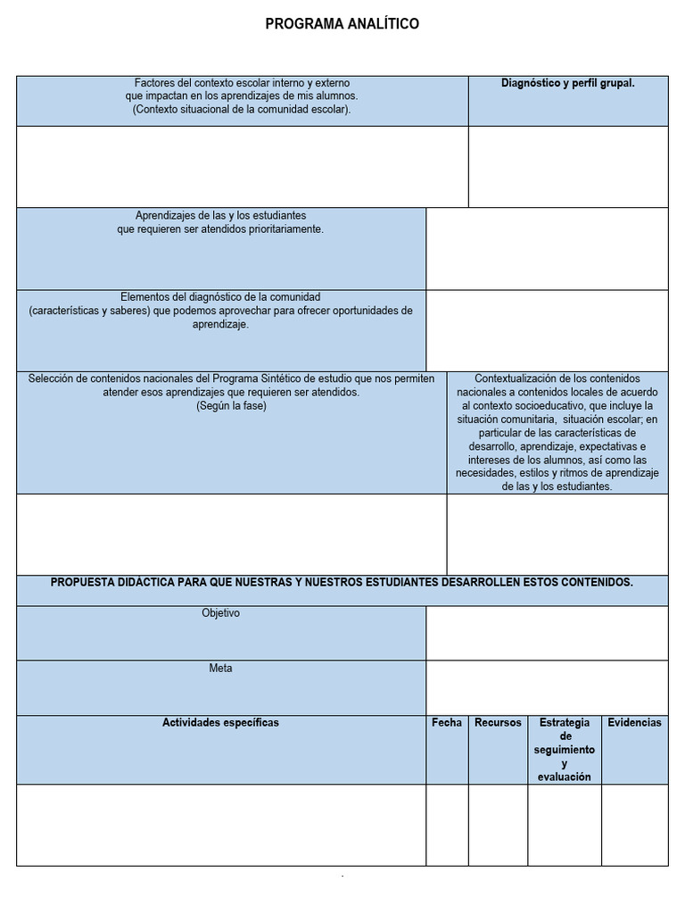 Formato Programa Analitico | PDF