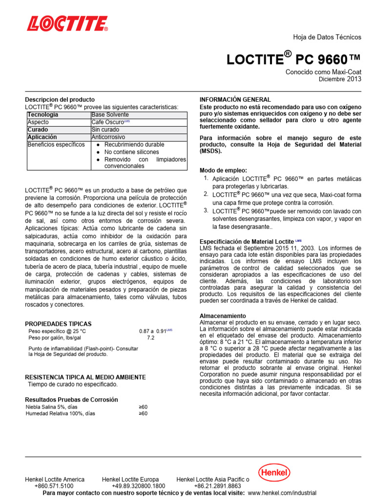 FT Loctite 9660 Maxicoat | PDF | Corrosión | Acero
