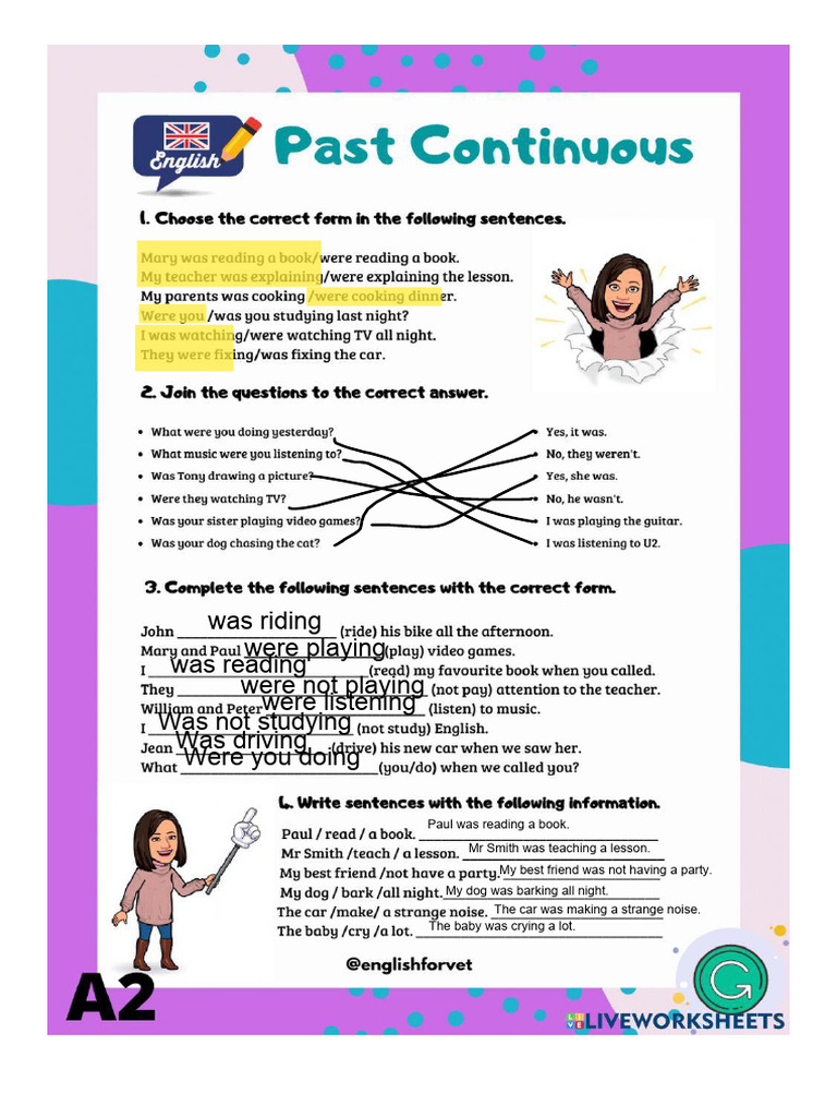 Grammar Practice 3 - Past Continuous | PDF