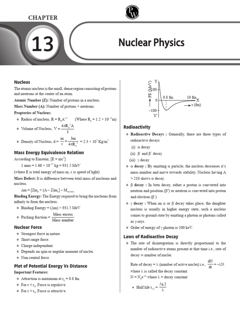 Nuclear Physics - Short Notes - Lakshya NEET 2025 | PDF
