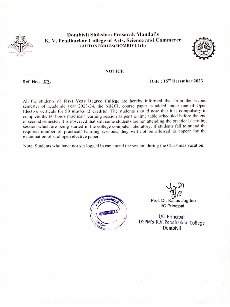MKCL Notice 23-24 | PDF