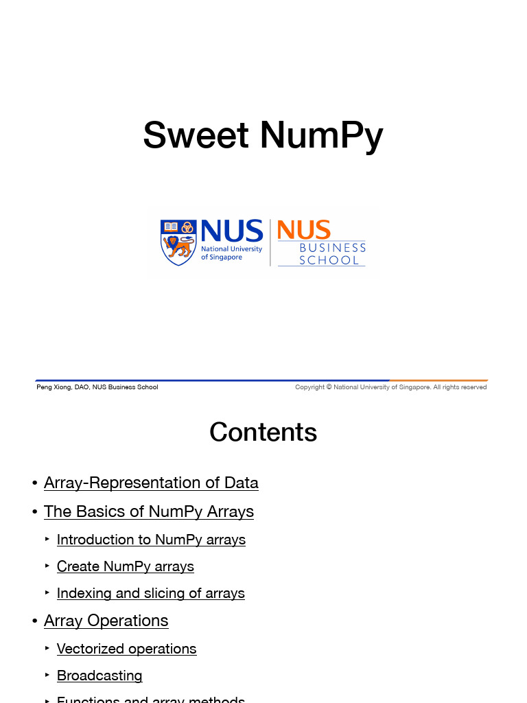 Lec9 Sweet NumPy | PDF