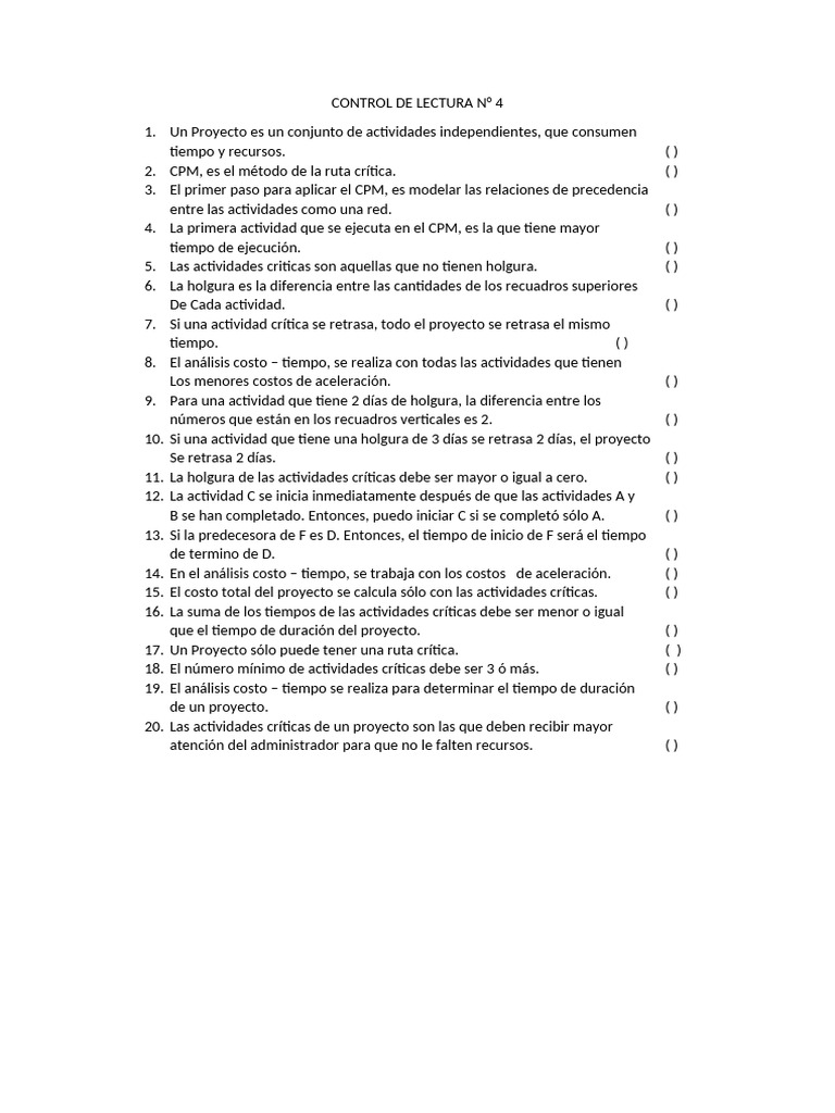 Control de Lectura #4 | PDF