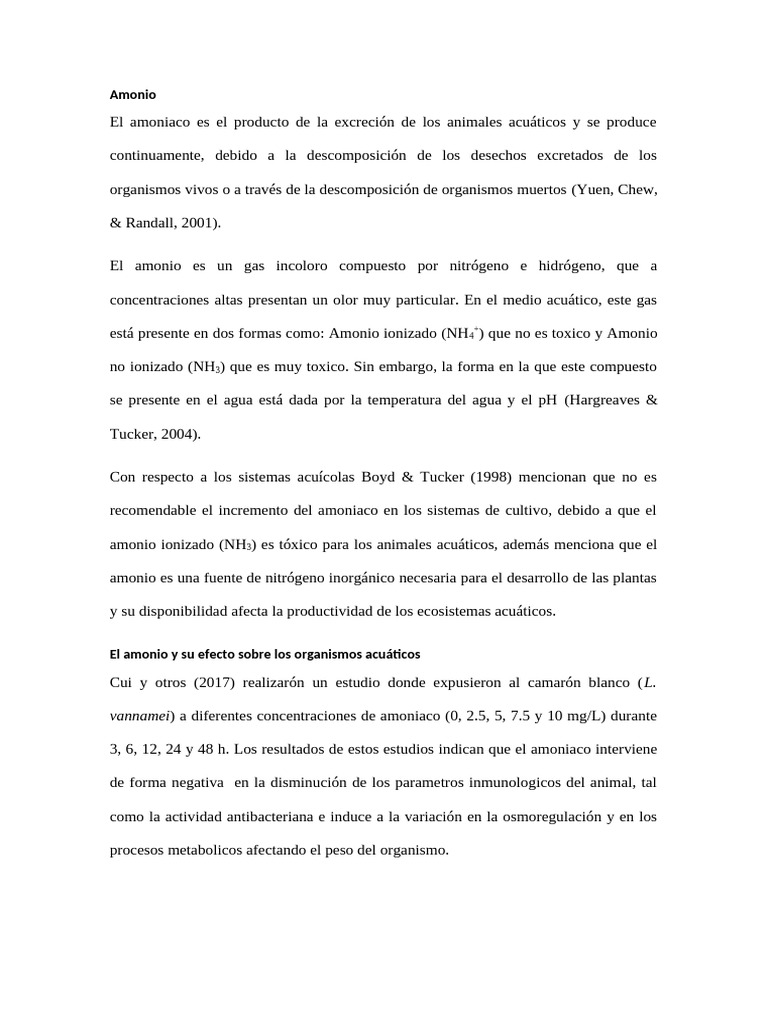 Amonio | PDF | Amoníaco