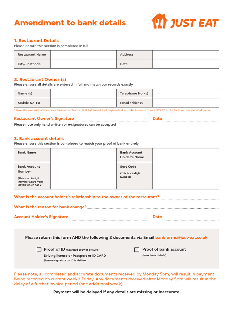 Change Bankdetails Form | PDF