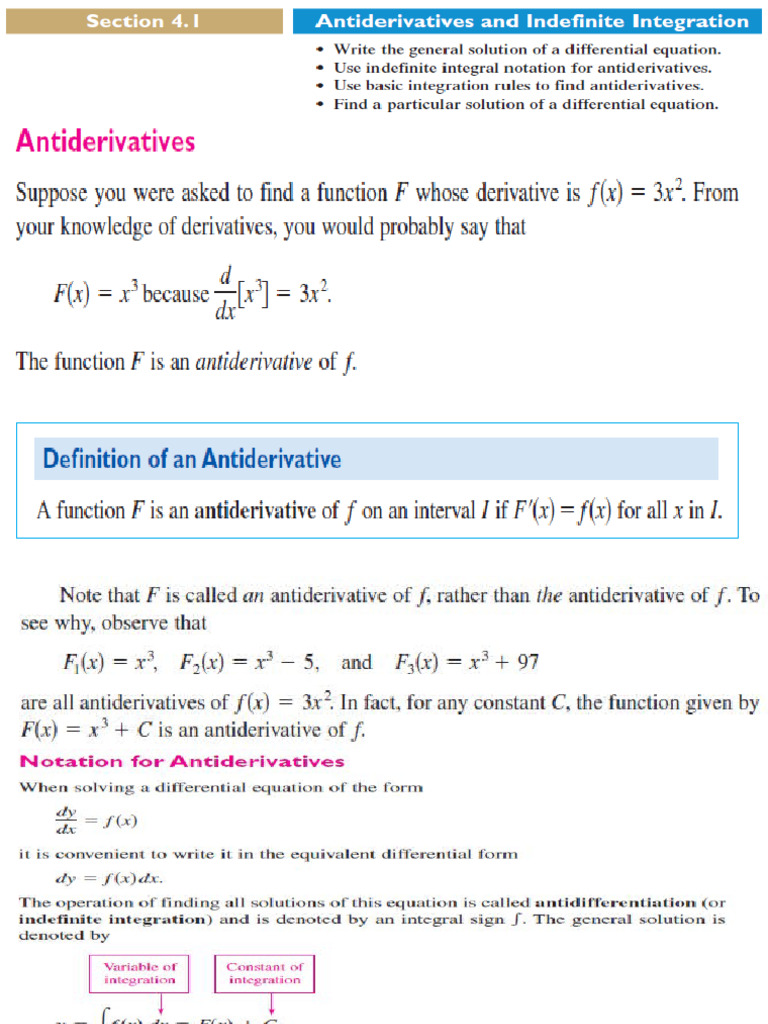 Exe 4.1 The Antiderivative | PDF