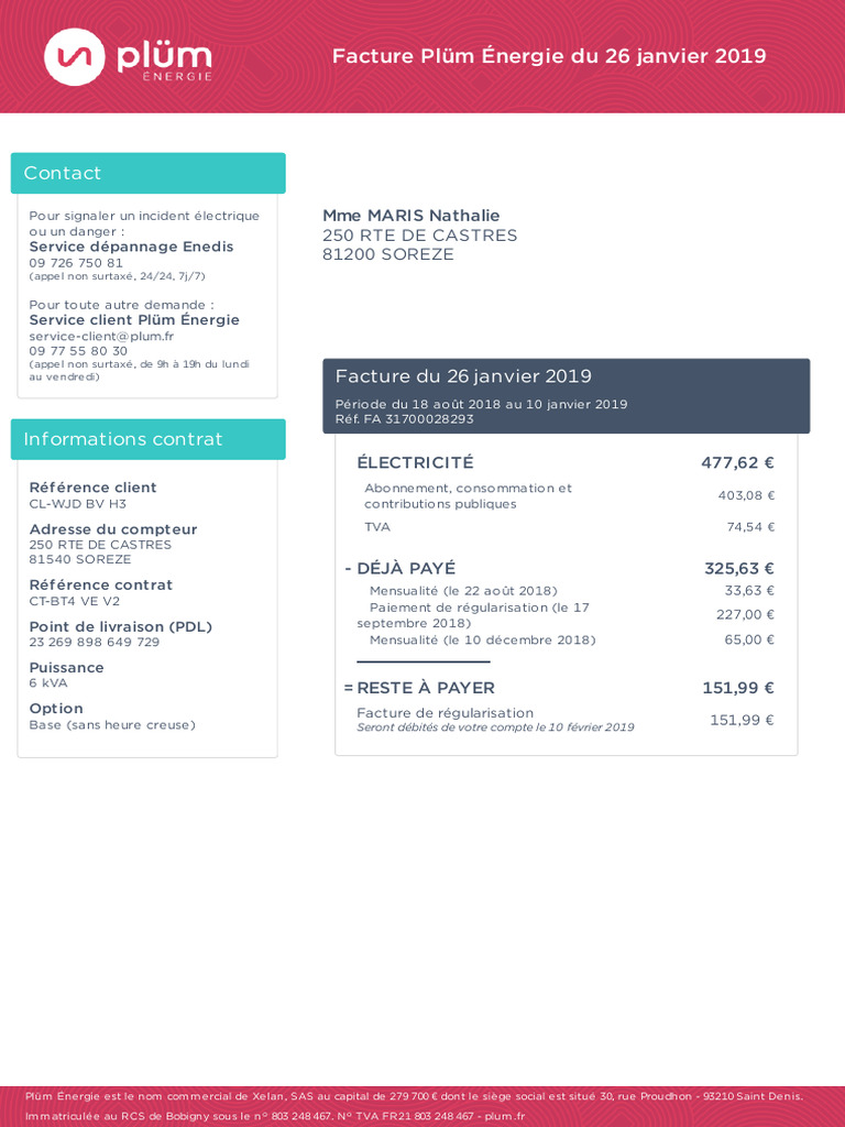 Edf Facture Plum | PDF