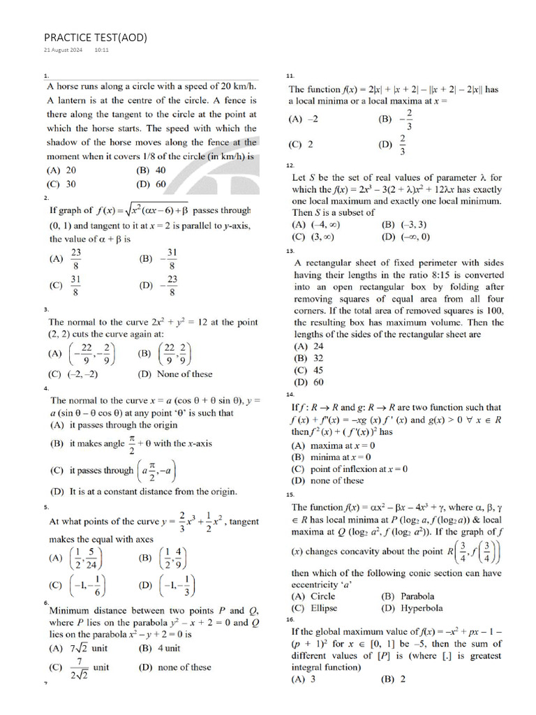 Practice Test (Aod) | PDF
