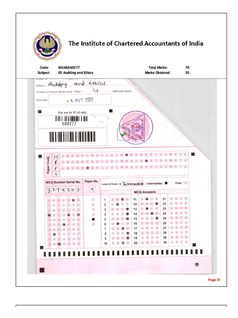 Audit Answer Sheet | PDF