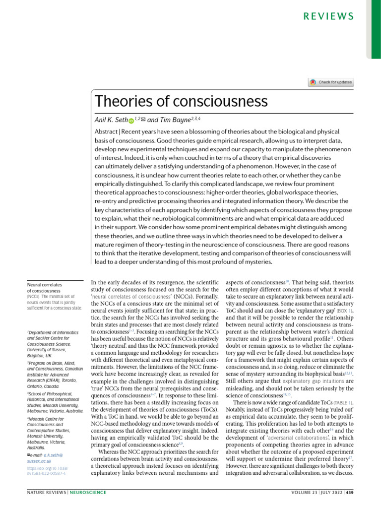 Consciousness Review | PDF