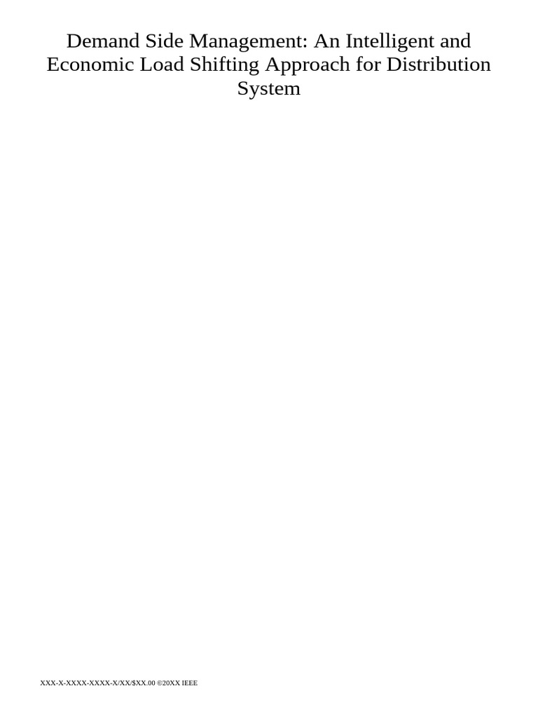 Demand Side Management An Intelligent and Economic Load Shifting ...