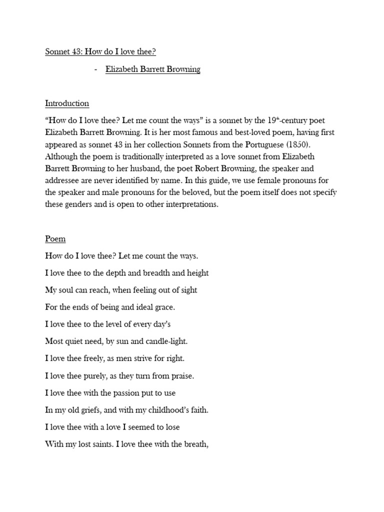 How Do I Love Thee by Elizabeth Barret Browning | PDF