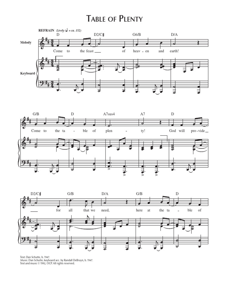 Table of Plenty 20412 | PDF