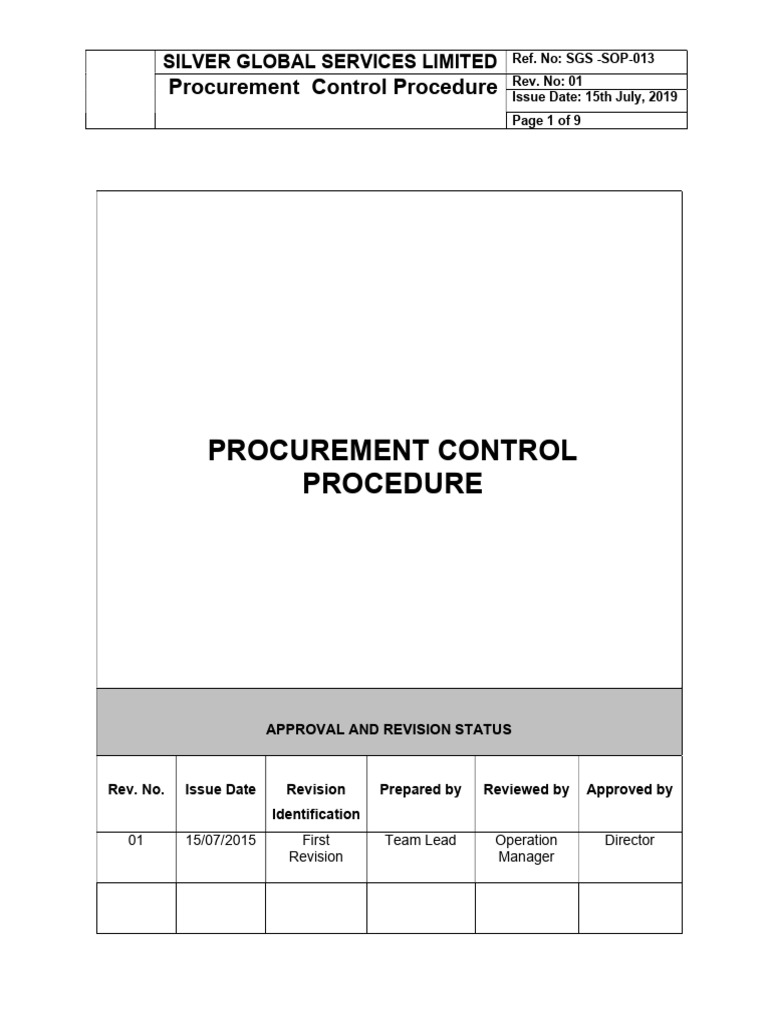 Procurement Plan | PDF