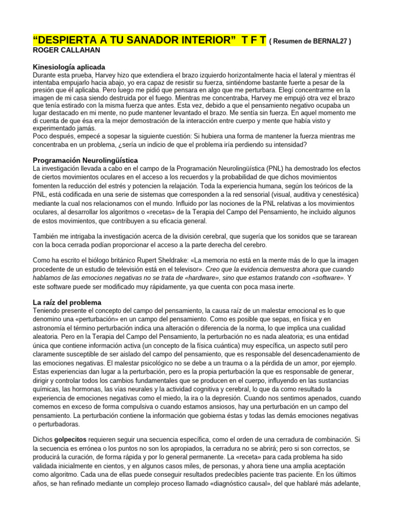 TFT - Resumen Del Libro de Callahan | PDF