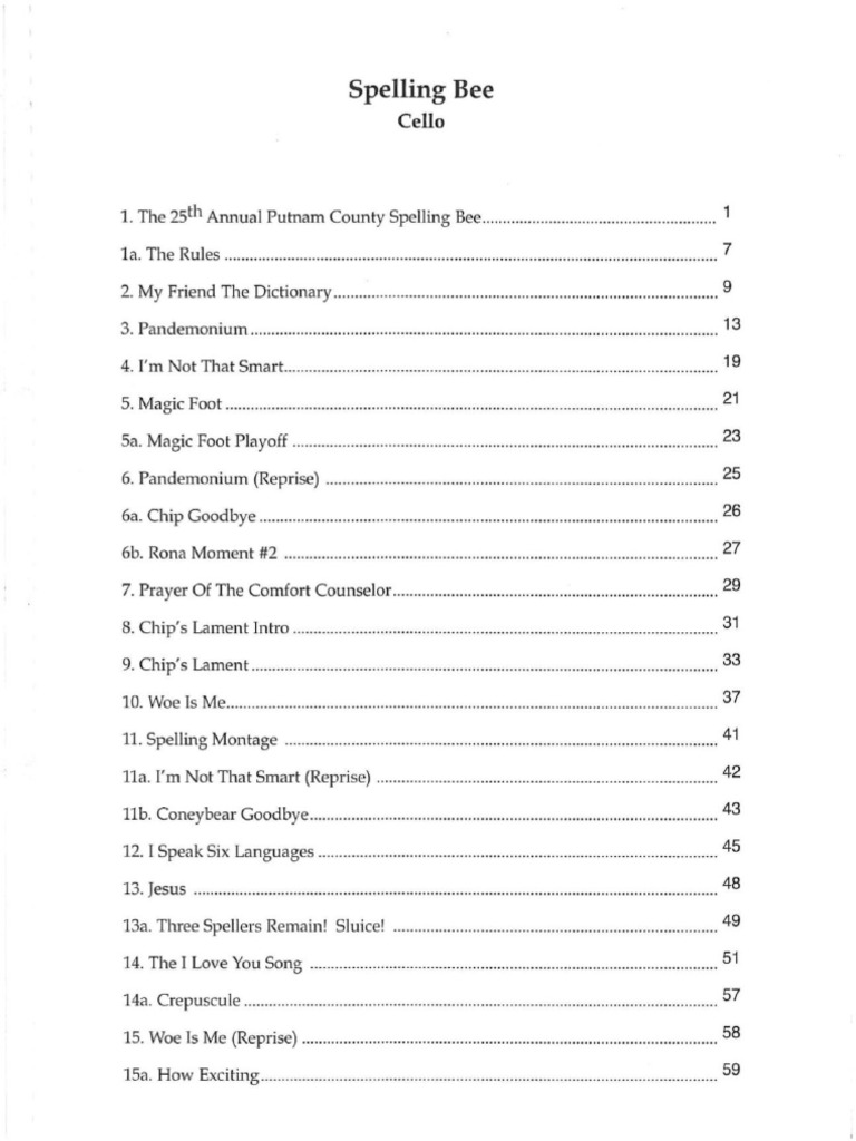Spelling Bee _ Cello | PDF