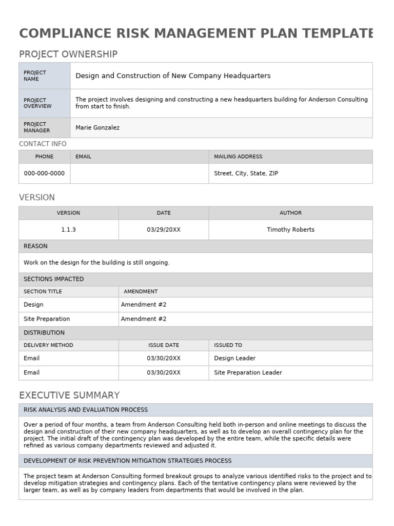 IC Compliance Risk Management Plan Template | PDF