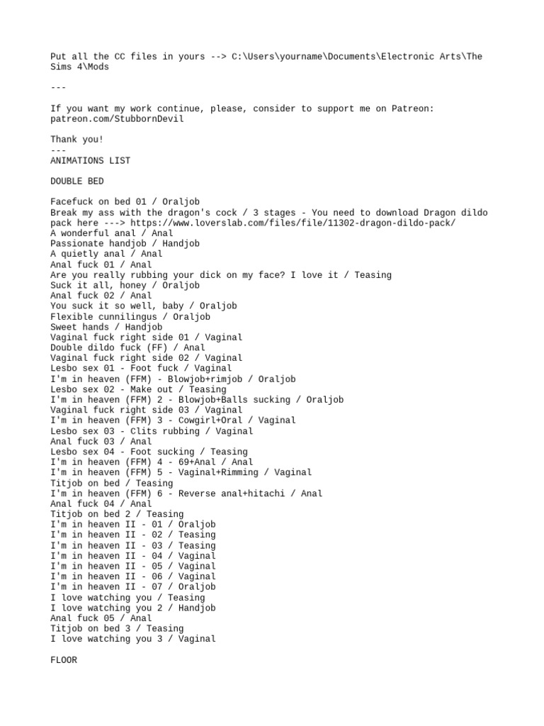 Instructions+Animations List | PDF