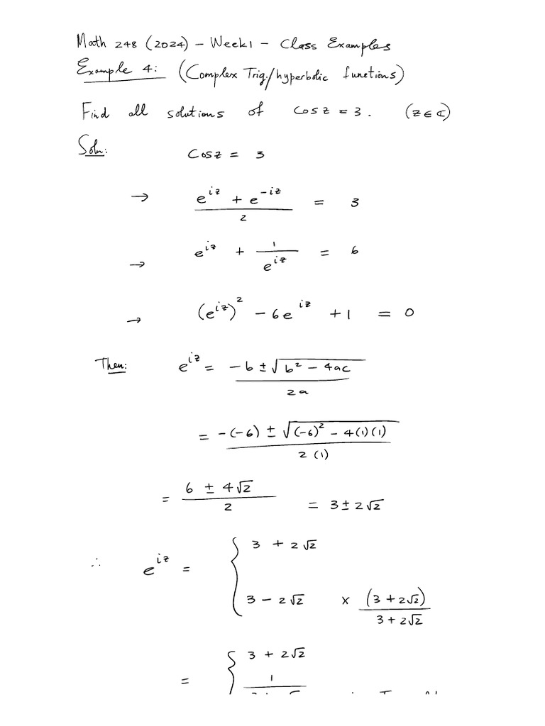 Week 1 - Example 4 - Solving A Complex Trig. Equation | PDF