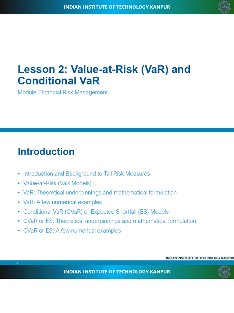 Cvar Var Ppt Unlocked Pdf Value At Risk Computers